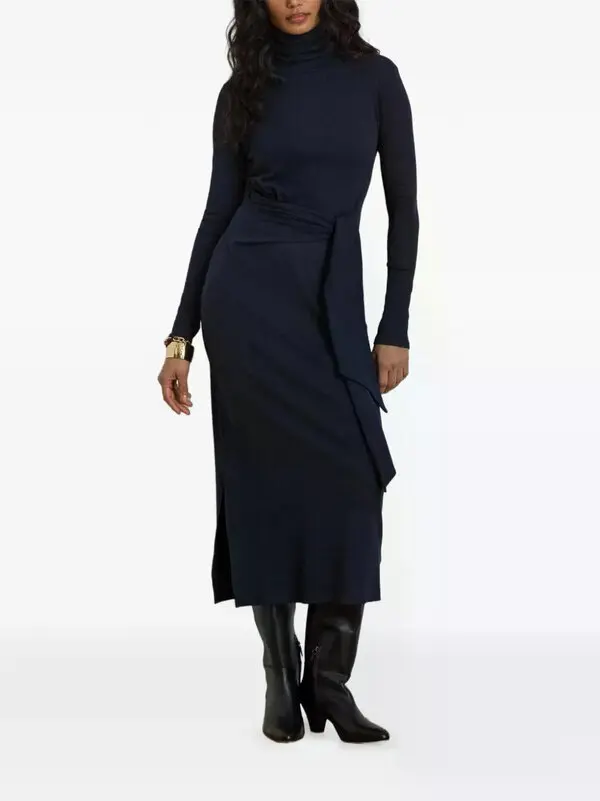 Ralph Lauren Tie-front Turtleneck Midi Dress