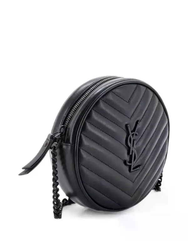 Saint Laurent Vinyle Round Camera Bag Matelasse Chevron Leather Crossbody Bag