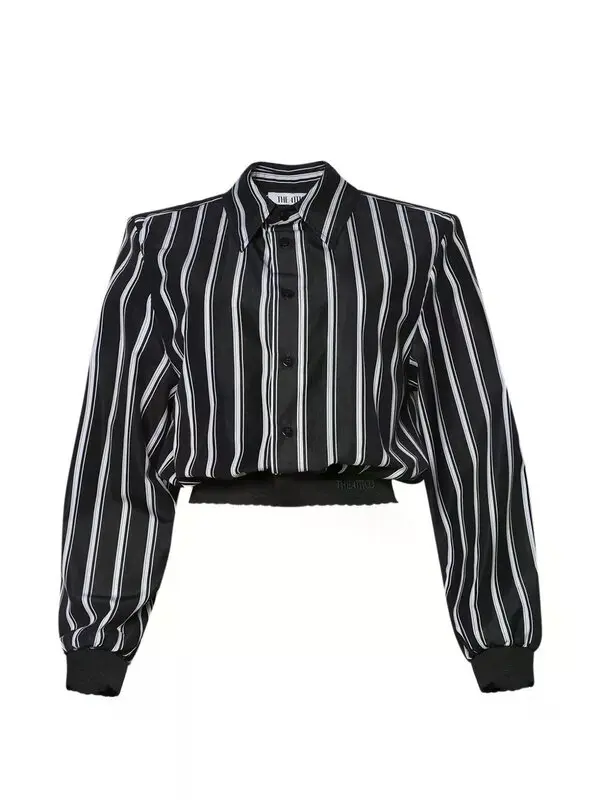 Attico Vertical-stripe Cropped Shirt