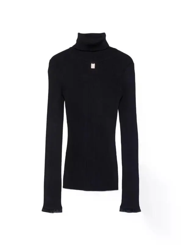 Elisabetta Franchi Logo Plaque Ribbed Roll Neck Sweater - Blue