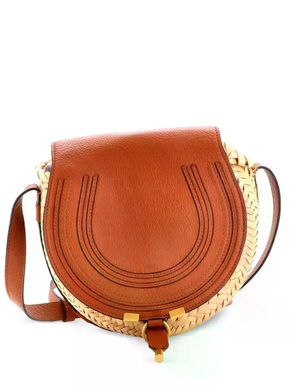 Chloé Marcie Raffia And Leather Small Crossbody Bag - Brown