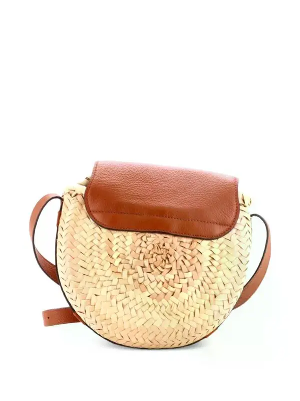 Chloé Marcie Raffia And Leather Small Crossbody Bag - Brown