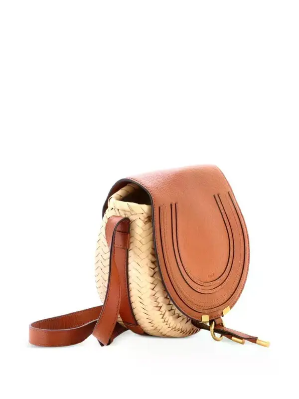 Chloé Marcie Raffia And Leather Small Crossbody Bag - Brown