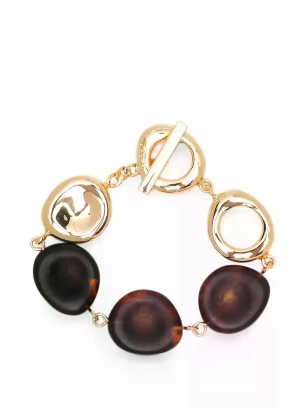 JOSEPH Toggle Clasp Bracelet With Resin Bean Details - Gold
