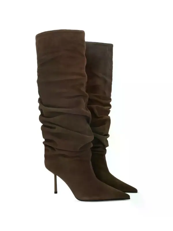 LE SILLA Bella Ruched-shaft Pointed-toe Stiletto Boots - Brown