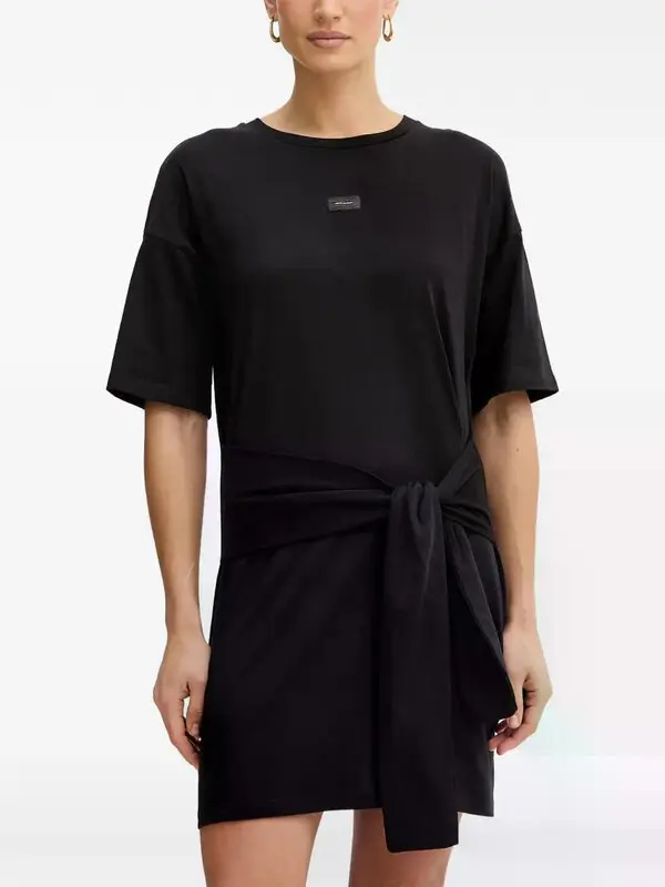 Armani Exchange Tie-waist Logo-patch Mini Dress