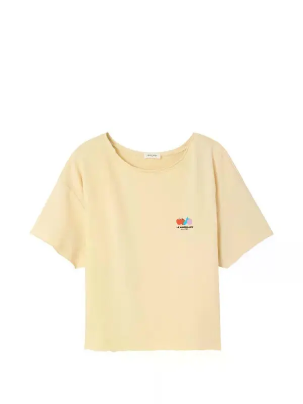 American Vintage Atubay Raw-cut Graphic-print T-shirt - Neutrals