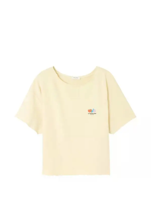 American Vintage Atubay Raw-cut Graphic-print T-shirt - Neutrals