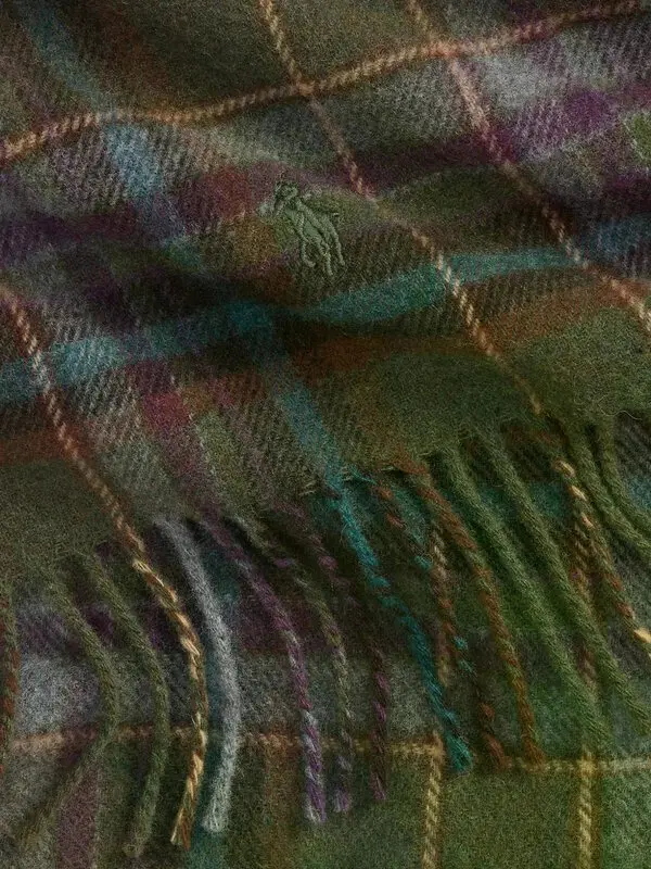 Polo Ralph Lauren Tartan Fringe Wool Scarf - Green