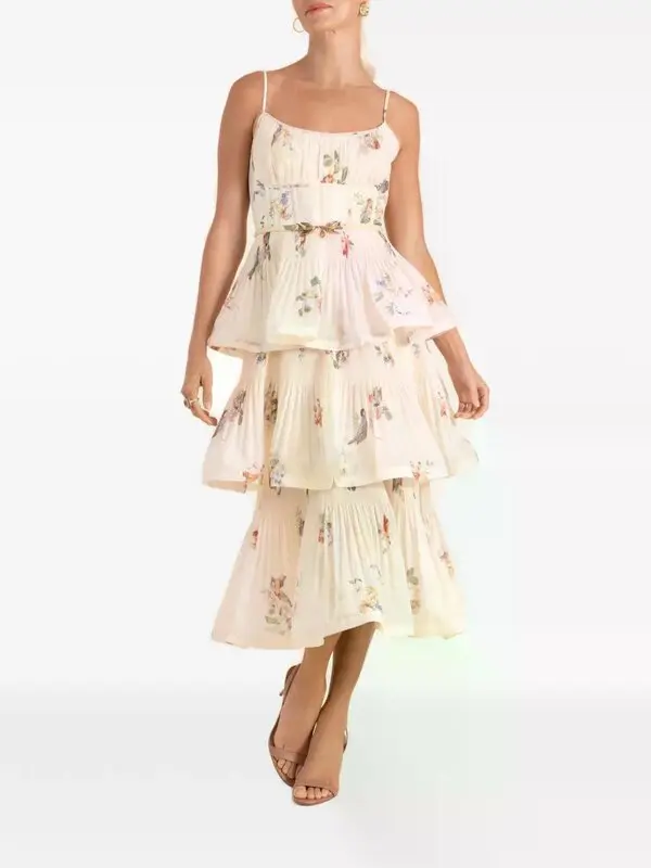 Zimmermann Pleated Tiered Midi Dress