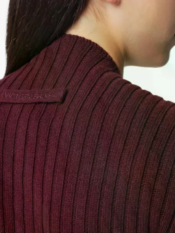 Victoria Beckham Ribbed Knit Crew Neck With Side Slits