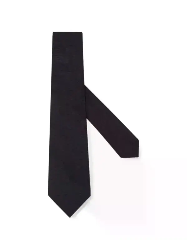Zegna Oasi Cashmere Jacquard Weave Neck Tie - Black