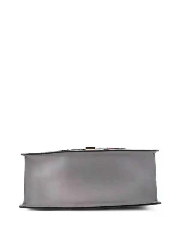 Gucci Sylvie Top Handle Bag Embroidered Leather Medium Satchel