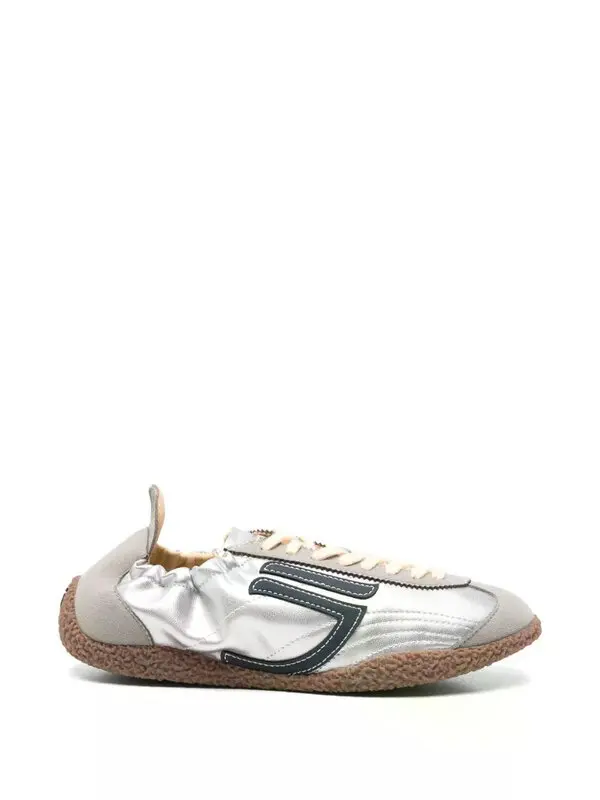 PURAAI Metallic-effect Logo-patch Lace-up Sneakers - Silver