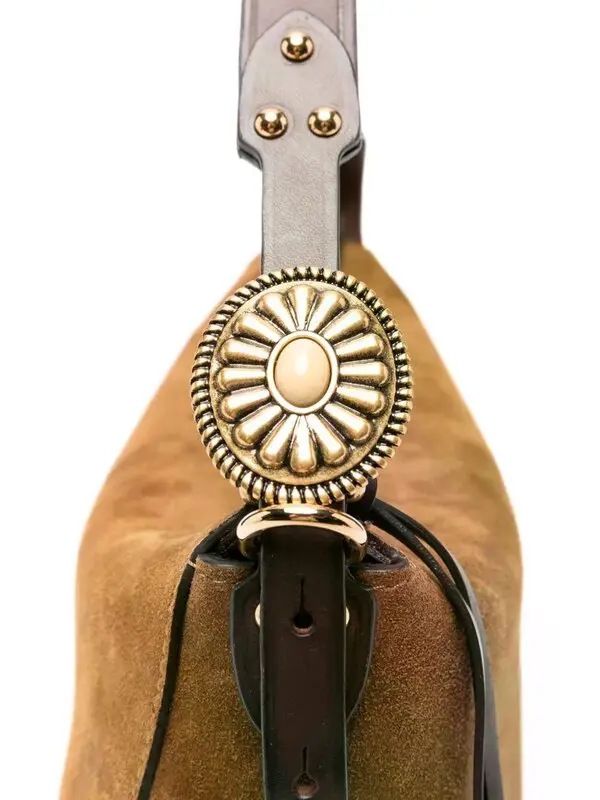 Etro Logo-plaque Suede Shoulder Bag