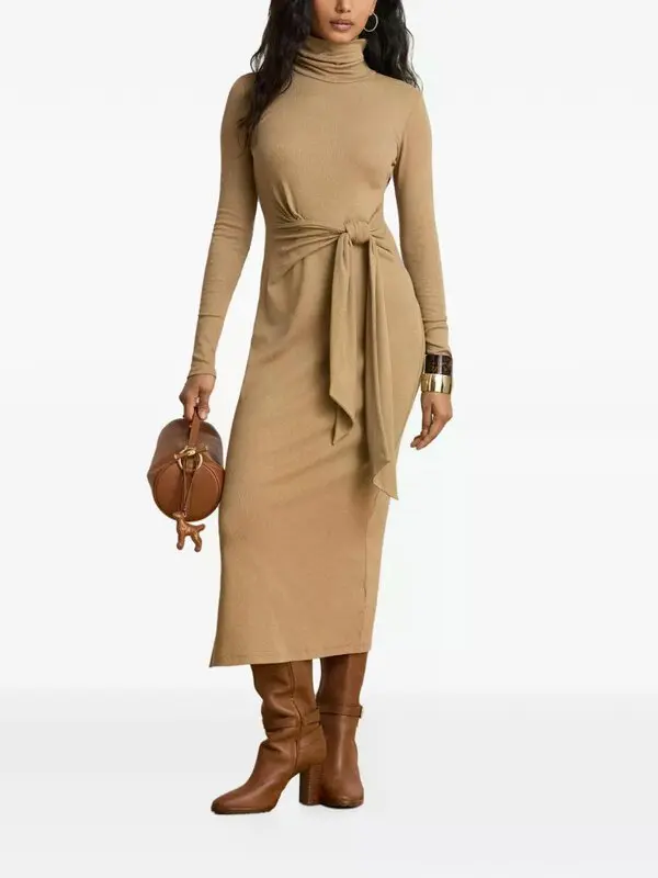 Ralph Lauren Tie-front Turtleneck Midi Dress