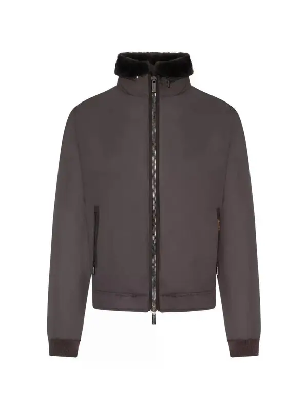MOORER Zip-up Shearling Collar Jacket