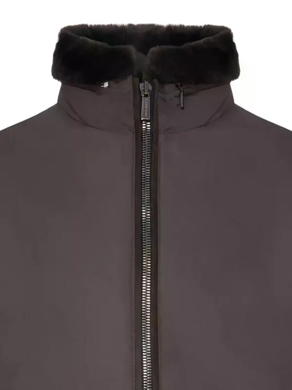 MOORER Zip-up Shearling Collar Jacket