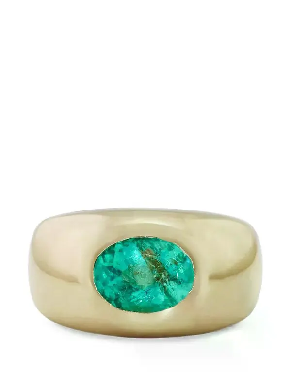 Jacquie Aiche Emerald Oval Dome Ring - Gold
