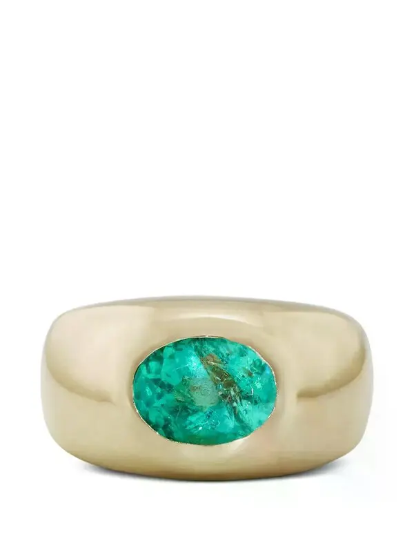 Jacquie Aiche Emerald Oval Dome Ring - Gold