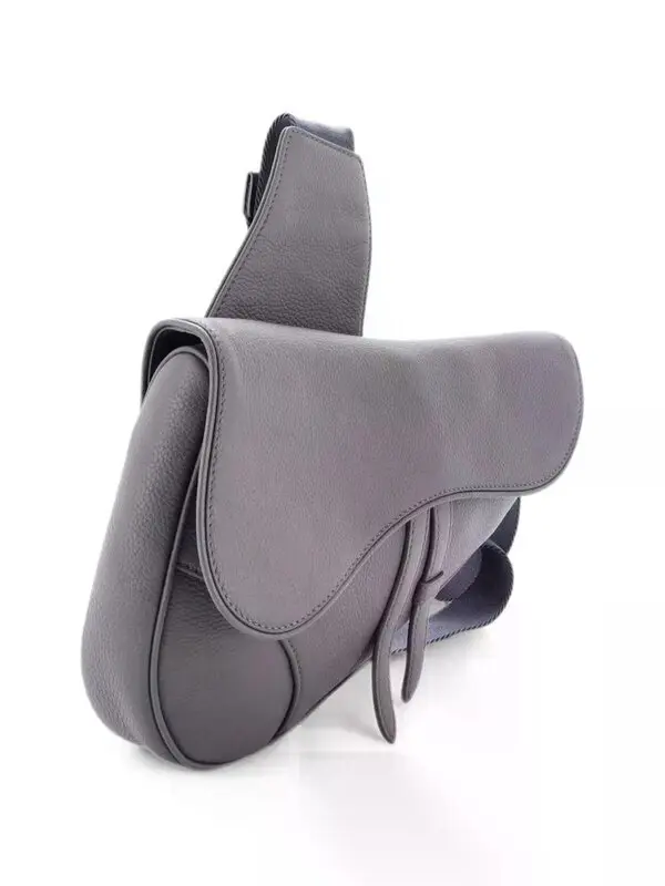 Dior Saddle Leather Crossbody Bag - Grey