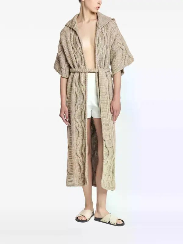 Malo Cable-knit Hooded Coat