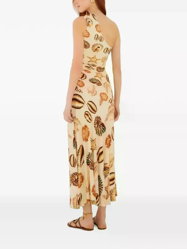 Farm Rio Sand Marine Shells Tassel One-shoulder Maxi Dress - Neutrals