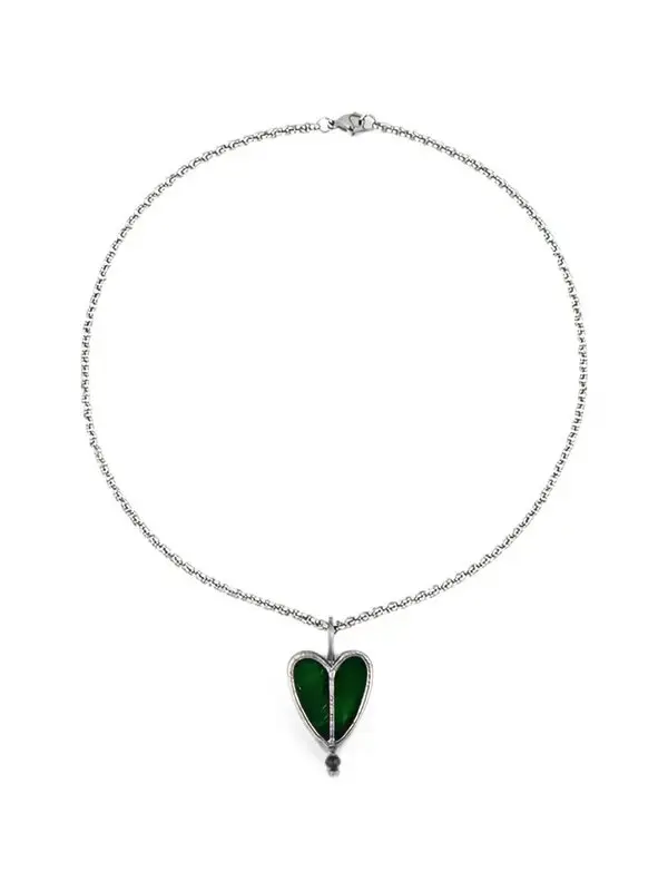 POISONED HEARTS Stained-glass Heart Pendant Necklace - Silver