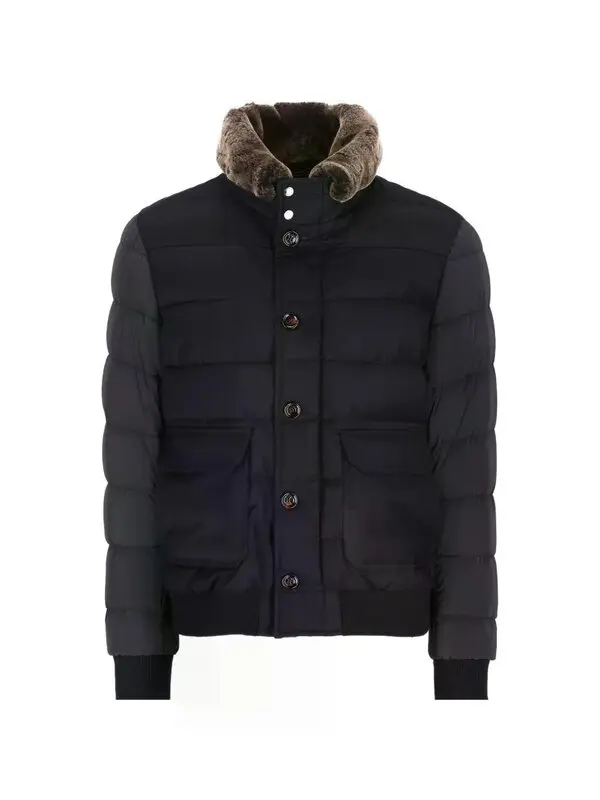 MOORER Padded Faux-fur Trimmed High Neck Coat