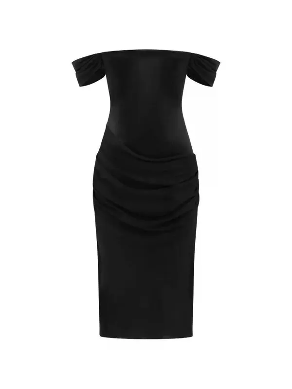 Alex Perry Off-shoulder Draped Midi Dress