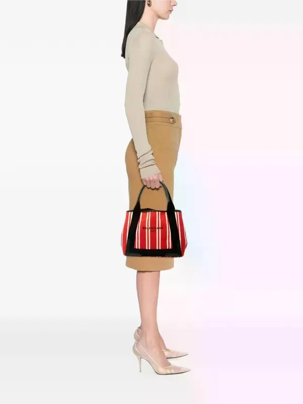 Balenciaga Canvas Striped Tote Bag