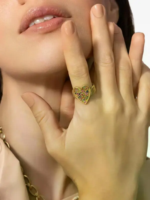 LEIGH MAXWELL Heart-shaped Multi-stone Ring - Gold