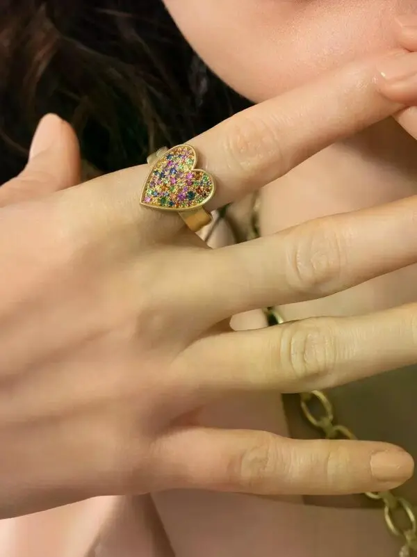 LEIGH MAXWELL Heart-shaped Multi-stone Ring - Gold