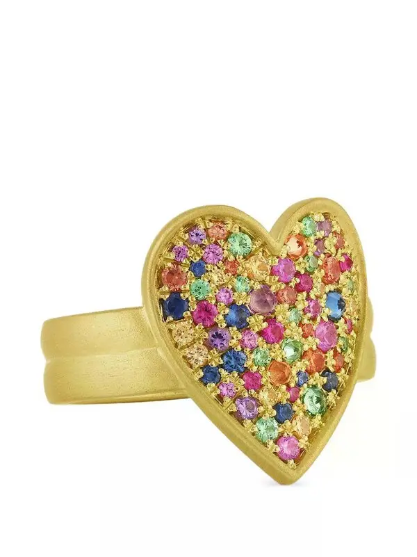 LEIGH MAXWELL 18k Yellow Multi-stone Heart Ring - Gold