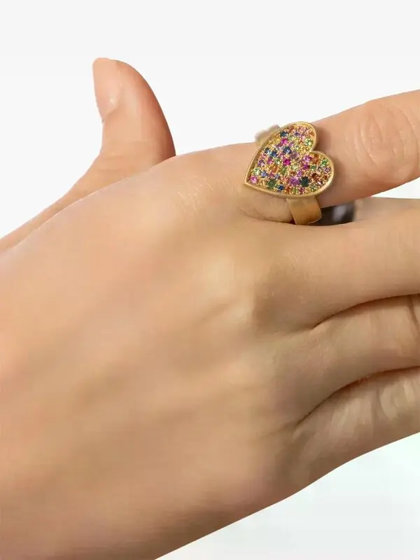 LEIGH MAXWELL 18k Yellow Multi-stone Heart Ring