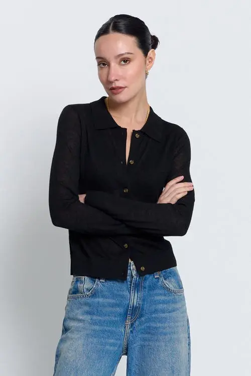 Central Park West Sienna Sheer Collared Sweater