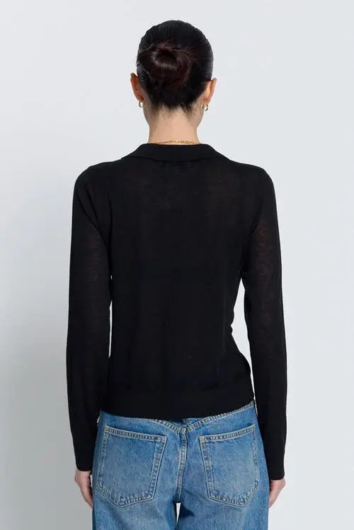 Central Park West Sienna Sheer Collared Sweater
