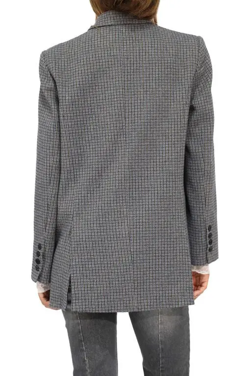 BELLE & BLOOM Double Breasted Plaid Wool Blend Blazer