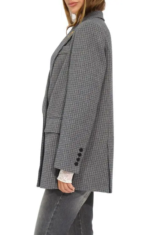 BELLE & BLOOM Double Breasted Plaid Wool Blend Blazer