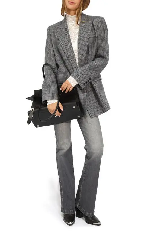 BELLE & BLOOM Double Breasted Plaid Wool Blend Blazer