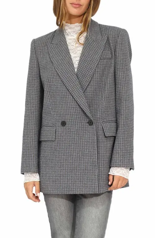 BELLE & BLOOM Double Breasted Plaid Wool Blend Blazer