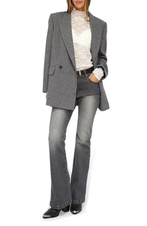 BELLE & BLOOM Double Breasted Plaid Wool Blend Blazer - Blue