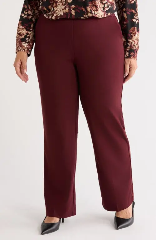 Anne Klein Pull-on Straight Leg Trousers - Barolo