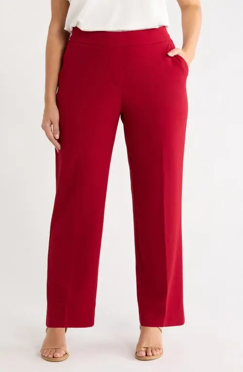 Anne Klein Pull-on Straight Leg Trousers - Titian Red