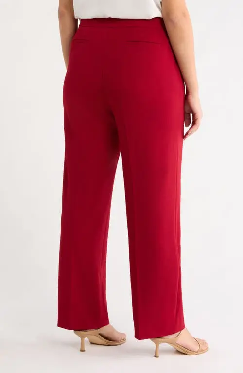Anne Klein Pull-on Straight Leg Trousers - Titian Red