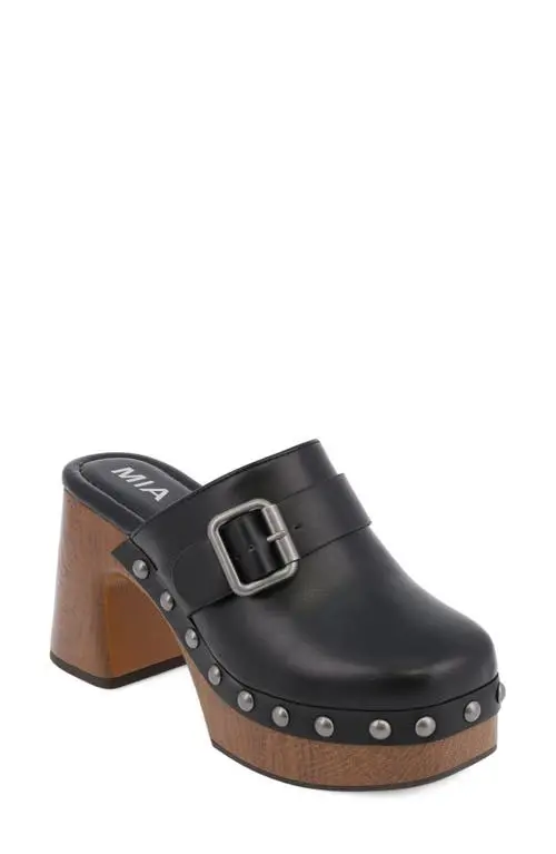 Mia Larina Faux Leather Platform Clogs - Black