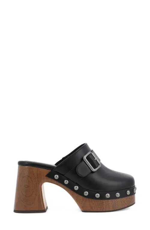 Mia Larina Faux Leather Platform Clogs - Black