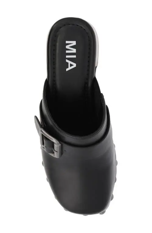 Mia Larina Faux Leather Platform Clogs - Black