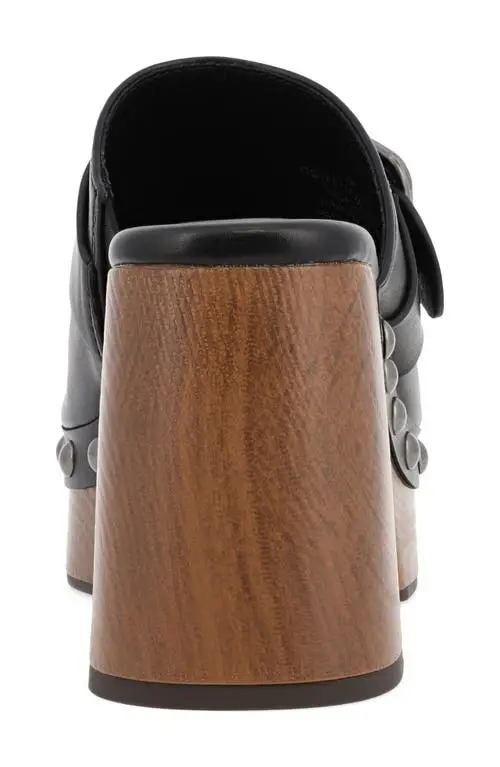 Mia Larina Faux Leather Platform Clogs - Black