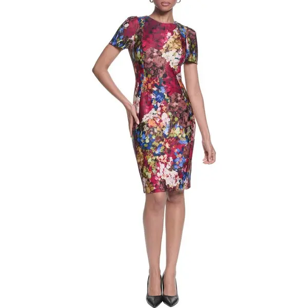 Karl Lagerfeld Floral Scuba Crepe Sheath Dress